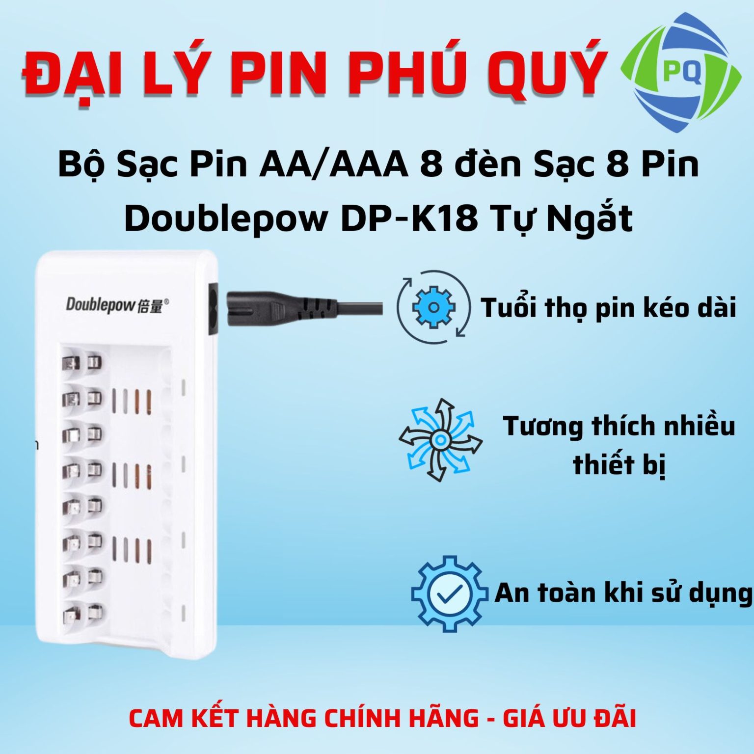 Pin sạc 21700 Doublepow 4000mAh 3.7V hàng chính hãng
